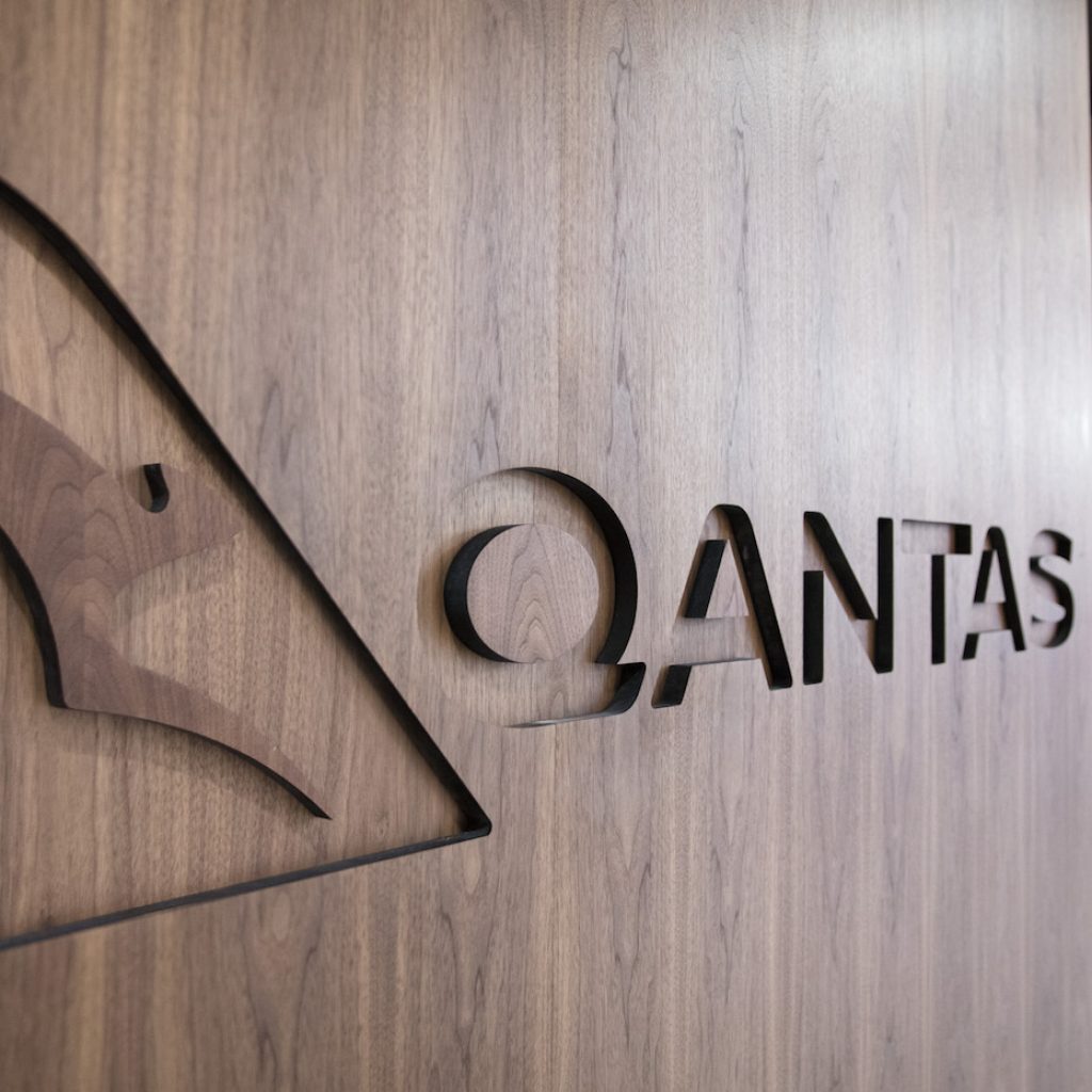 Qantas signage – The Departure Lounge