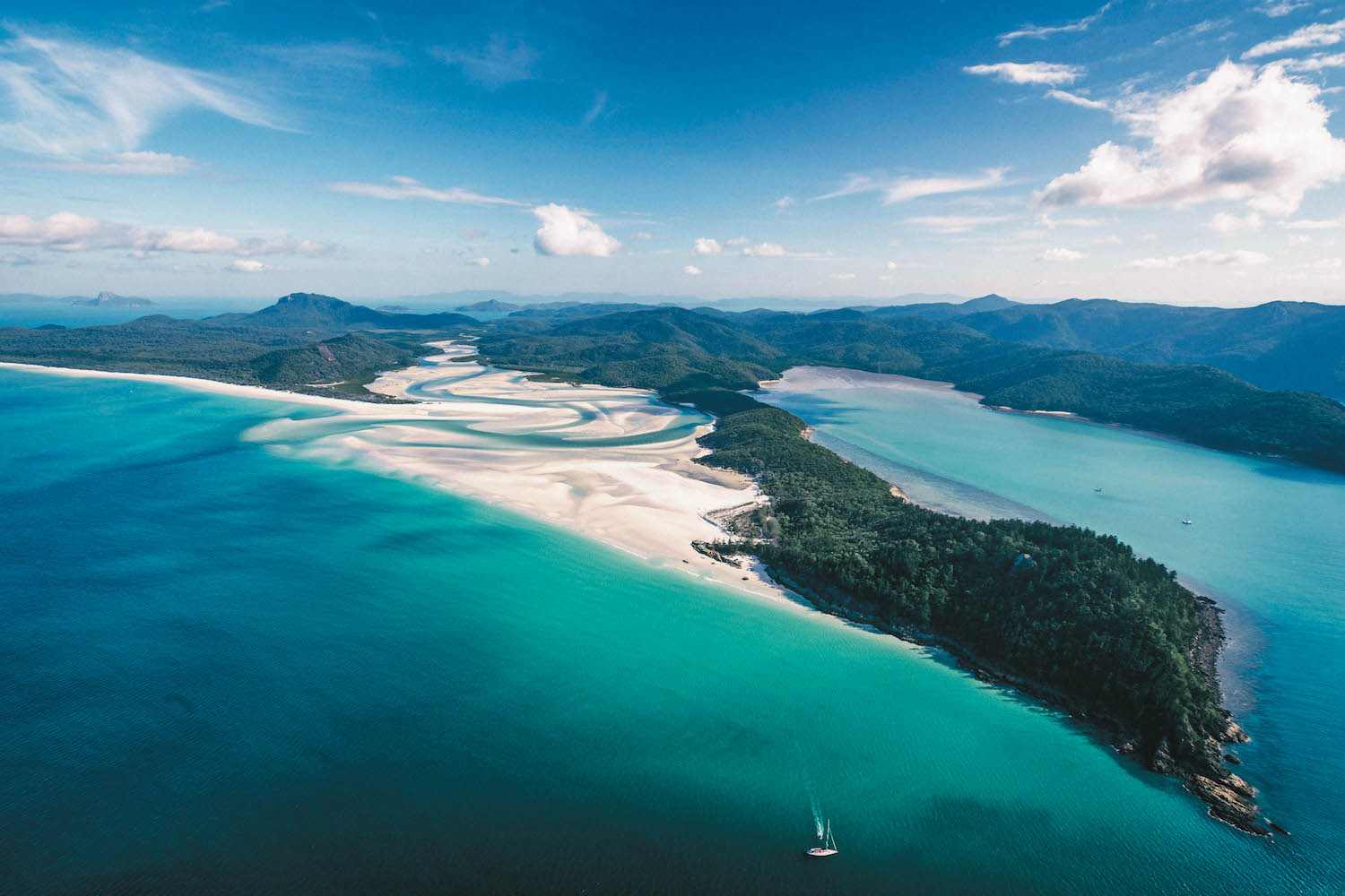 Hill Inlet with sail boat – The Departure Lounge